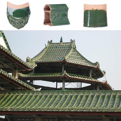 China Chinese Glazed Ceramic Roof Tile 180*180mm Vibrant Green Glaze Weatherproof For Pagoda Roofs for sale