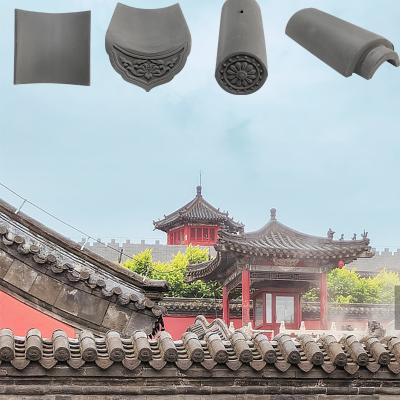 China Matte Chinese Antique Temple Tile Grey Clay Roof Tile High Strength UV Resistant For Heritage Buildings for sale