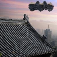China Black Glazed Ceramic Roof Tiles For Chinese Pavilion Temple Buddha House for sale