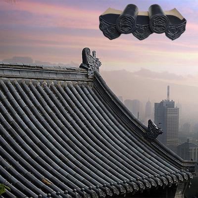 China Black Glazed Ceramic Roof Tiles For Chinese Pavilion Temple Buddha House for sale
