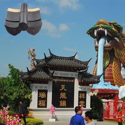 China Chinese Style Traditional Thailand Temple Palace Ceramic Interlocking Roof Tiles Black Color Shrine House for sale