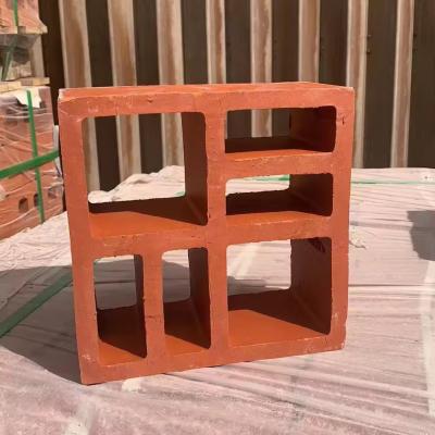 China Fence Red Terracotta Bricks Decorative Hollow Wall Tile Clay Breeze Block Clay Ventilation for sale