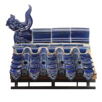 China Chinese Cobalt Blue Ceramic Roofing Tiles With Traditional Chinese Pagoda Roof Design for sale