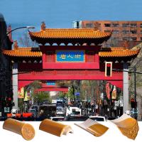 China Chinatown Building Material Arch Roof Design Gold Glazed Chinese Orient Roof Tiles for sale