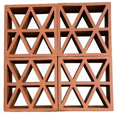 China Clay Lattice Bricks Artificial Red Blocks Building Wall Decorative Sun Bricks for sale