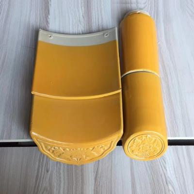 China Restaurant Decoration Material Ancient Style Glazed Tiles Golden Roof Shingles for Temple for sale