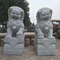 China Chinese Grey Palace Stone Lion Statues Plaza Hand Carved Marble Lion Sculpture for sale