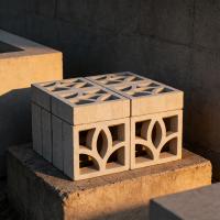 China Minimalist Linear Series White Concrete Screen Breeze Blocks Cement Component Brick for Modern Facades for sale