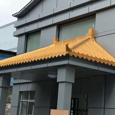 China Chinese Style Yellow Roof PVC Plastic Roof Tile Charming Vintage Style Roof Tiles for Chinese Style Buildings for sale
