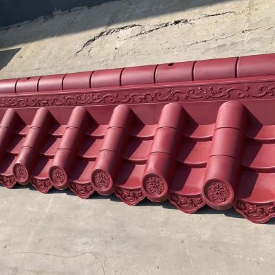 China Red Plastic Roof Tile with Traditional Chinese Pottery or Clay Roof Tiles Appearance Interlocking Tiles Easy DIY for sale