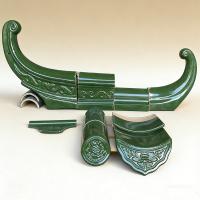 China Chinese Traditional Green Glazed Roof Tile Jade Green Handmade Clay Glazed Tile Fireproof Waterproof for Asian Temple Villa for sale
