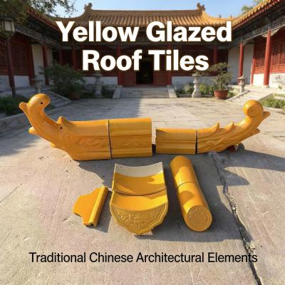 China Factory Price High Gloss Chinese Traditional Yellow Glazed Roof Tile Clay Roofing for Temple Pagoda Tea House Project for sale