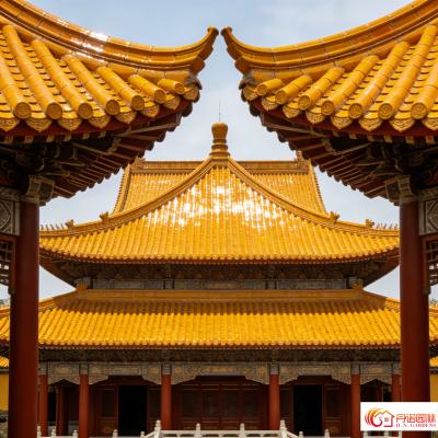 China Building Material Ancient Style Glazed Roof Tiles Golden Roof Shingles for Temple Monastery Building for sale