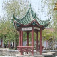 China Antique Wood Pavilion Tea House With Traditional Chinese Green Glazed Tile Manual Pavilion for  Modern Park Courtyad Outdoor Expansion Space for sale