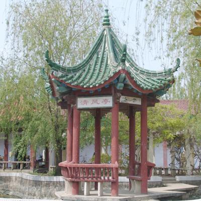 China Antique Wood Pavilion Tea House With Traditional Chinese Green Glazed Tile Manual Pavilion for  Modern Park Courtyad Outdoor Expansion Space for sale