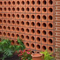 China Terracotta Breeze Block Clay Terrace Blocks Garden Wall Screen Tiles Round Circle Pattern Breeze Wall Brick for Pool Hall for sale