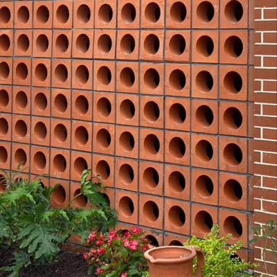 China Terracotta Breeze Block Clay Terrace Blocks Garden Wall Screen Tiles Round Circle Pattern Breeze Wall Brick for Pool Hall for sale