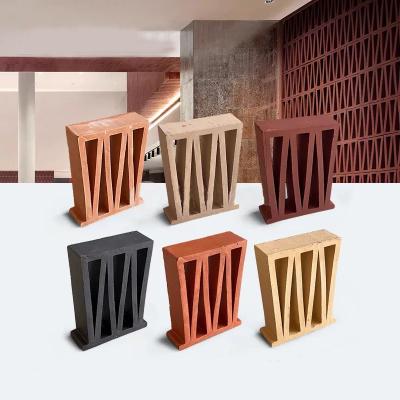 China Terracotta Breeze Block Many Colors M Pattern Exterior Wall Screen Block Decorative Ventilation Brick for sale