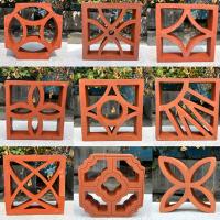 China Natural Red Terracotta Hollow Breeze Blocks Hollow Ventilation Bricks for Wall Cladding Wind Brick Size Many Patterns for sale