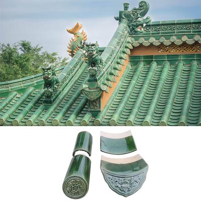 China Chinese Style Architecture Glazed Roof Tile Green Porcelain Tiles Antique Building Roof Material for Project Chinatown Gateway for sale