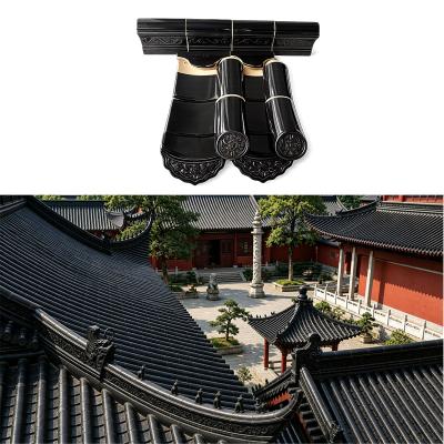 China Glossy Black Chinese Roof Tiles Traditional Ceramic Glazed Roofing Tiles for Temple Villa Pavilion Roof for sale