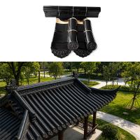 China Antique Chinese Style Black Glazed Roof Tile Ceramic Glossing Roofing Bamboo Tiles for Traditional House Temple Gazebo for sale