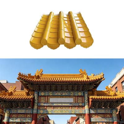 China Imperial Yellow Glazed Roof Tile Authentic Chinese Style Antique Ceramic Tile for Temple Palace Villa Roofing Durable & Weather-Resistant for sale