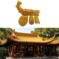 China Durable Yellow Glazed Clay Roof Tile Glossy Cramic Roofing Tiles Traditional Chinese Antique Roofing Material for Courtyard & Pavilion for sale