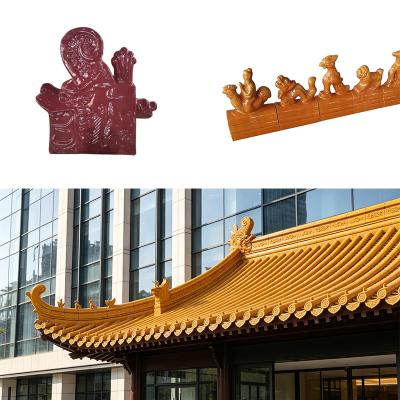 China Classic Chinese Yellow Glazed Roof Tile High-Gloss Antique Porcelain Tile Ceramic Roof Shingle for China Style Temple & Garden Gazebo House Restoration for sale