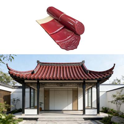 China Traditional Chinese Red Glazed Roof Tiles Ceramic Roofing Tile Free Samples for Temples, Villas & Courtyards for sale