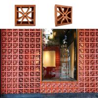China Natural Red Clay Wall Hollow Bricks Terracotta Breeze Blocks Decorative Garden Wall Screen Tiles Used for Wall Cladding for sale
