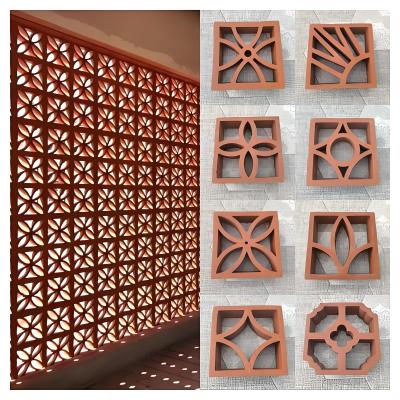 China Terracotta Tiles Hollow Design Facade Bricks Clay Building House Wall Decoration Breeze Block for sale