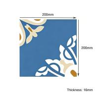 China 200x200mm Handmade Blue Floral Cement Tile Encaustic Tile for Kitchen Backsplash Bathroom Floor Non-slip for High Traffic Areas for sale
