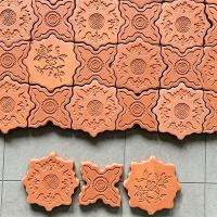 China Vintage Floral Pattern Red Brick Flower Tiles Cultural Scene Decorative Clay Bricks Building Materials for sale