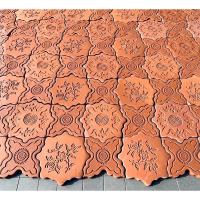 China Vintage Floral Pattern Red Brick Flower Tiles Cultural Scene Decorative Clay Bricks Building Materials for sale