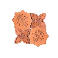 China Vintage Floral Pattern Red Brick Flower Tiles Cultural Scene Decorative Clay Bricks Building Materials for sale