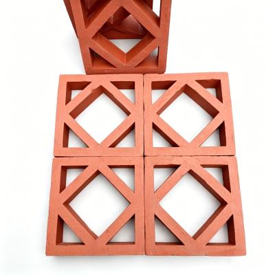 China Weatherproof Red Terracotta Hollow Blocks Decorative Clay Breeze Blocks for Courtyard Privacy Screen Walls for sale