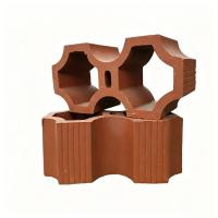 China Fired Clay Breeze Blocks Natural Red Terracotta Screen Wall Blocks for Architectural Facade Shading and Ventilation for sale