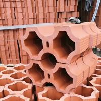 China Fired Clay Breeze Blocks Natural Red Terracotta Screen Wall Blocks for Architectural Facade Shading and Ventilation for sale