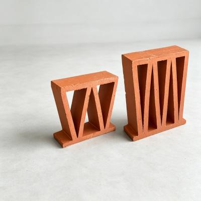 China Terracotta Breeze Blocks M Pattern Non-Load-Bearing Decorative Pierced Clay Bricks for Modern Hospitality Architecture for sale