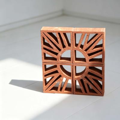 China Red Classical Terracotta Decorative Bricks Terracotta Breeze Blocks Natural Red Clay Base Garden Landscape Hollow Bricks for sale