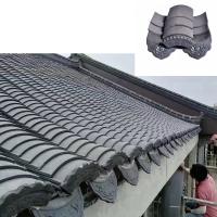 China Traditional Chinese Grey Clay Roof Tiles Set with Decorative Eaves Antique Asian Curved Roof Tiles for Pagodas & Temples for sale
