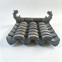 China Asian Antique Style Dark Grey Ridge Crown Tiles Decorative Synthetic Roof Ridge Set for Courtyard Gates & Garden Perimeter Walls for sale