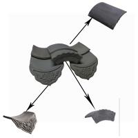 China Grey Antique Asian Roof Tile Set for Moon Gate Wall Crowns Carved Eaves Edge Tiles for Zen Garden Arches & Gateways for sale