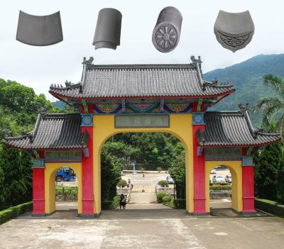 China Traditional Chinese Clay Roof Tiles for Paifang Gateways Heavy-Duty Grey Ceramic Tile System for Archway Portals & Temple Entrances for sale