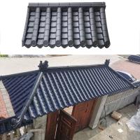 China Lightweight PP Synthetic Chinese Roof Tiles Plastic Antique Roof Top Set with Upturned Corners for Storefront & Pavilion for sale
