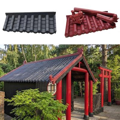 China Polymer Integrated Antique Chinese Style Roof Tiles All-in-One Antique Eaves & Ridge Tiles PP Material Lightweight Roof Panels for sale