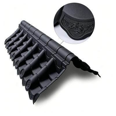 China Modular Double-Sided Chinese Style Gate Canopy & Wall Dual-Sloped PP Polymer Roof Tiles Ridge & Eaves Modules for sale