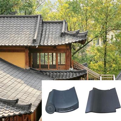 China Traditional Grey Interlocking J-Type Roof Tiles Japanese Style Curved Clay Roof Tiles for Asian Garden & Teahouse for sale