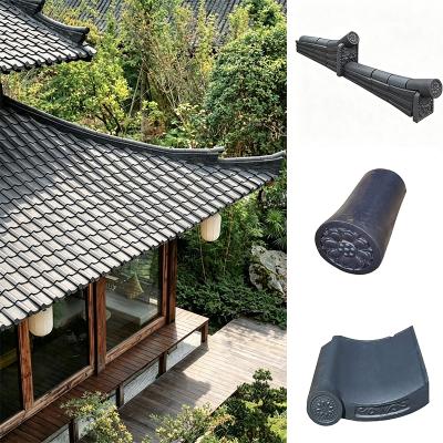 China Japanese Style Matte Black Clay Roof Tiles Traditional Kawara Ceramic System for Teahouses & Zen Garden Structures for sale